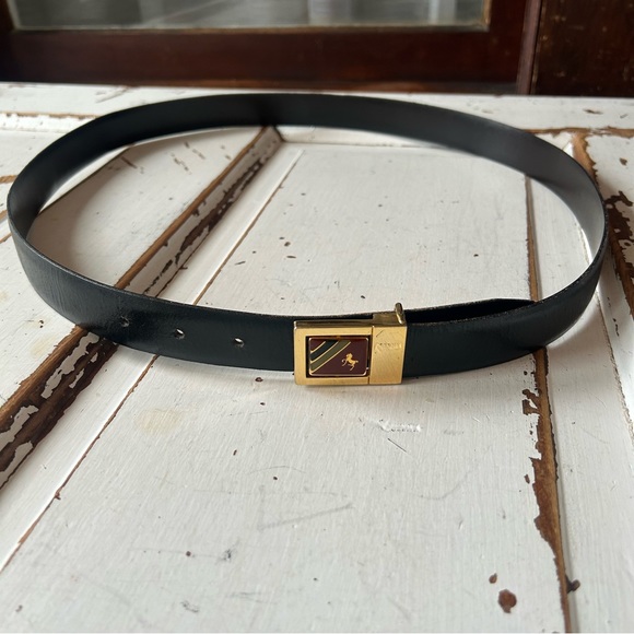 Ferrari | Accessories | Vintage 98s Ferrari Black Leather Belt | Poshmark